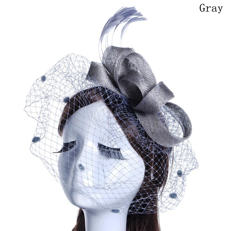 gray fascinator